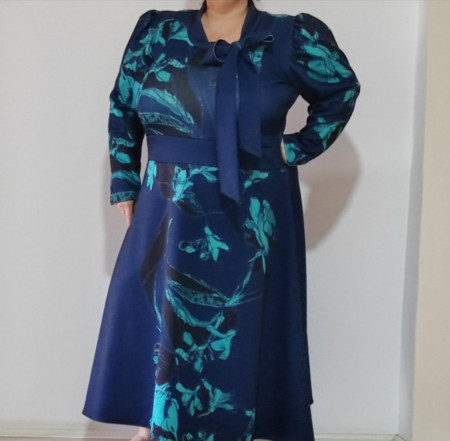 Haljina za punije dame teget -plava