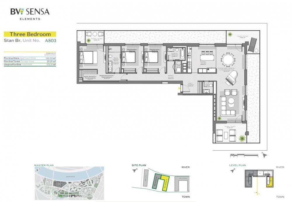 Beograd na vodi, Četvorosoban stan na prodaju, 173.31m2