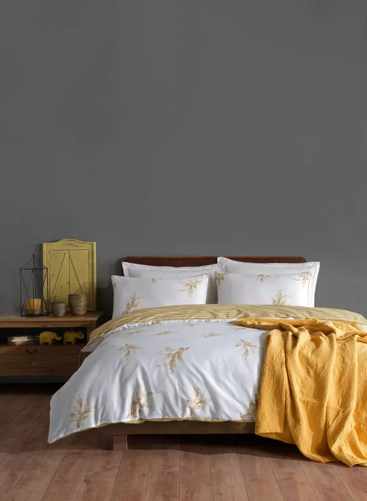 L'Essentiel Maison Ranforce posteljina Meltem, 240x220cm, Belo-žuta