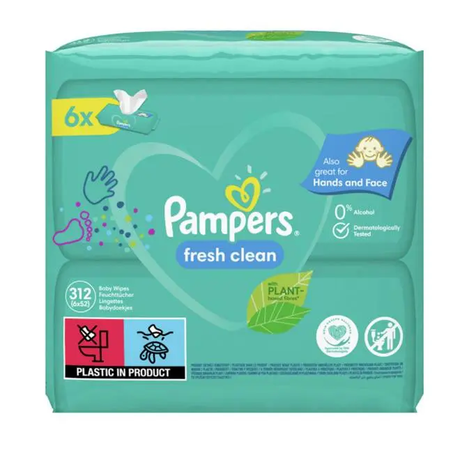 PAMPERS Fresh Clean Vlažne maramice, 6 x 52 komada