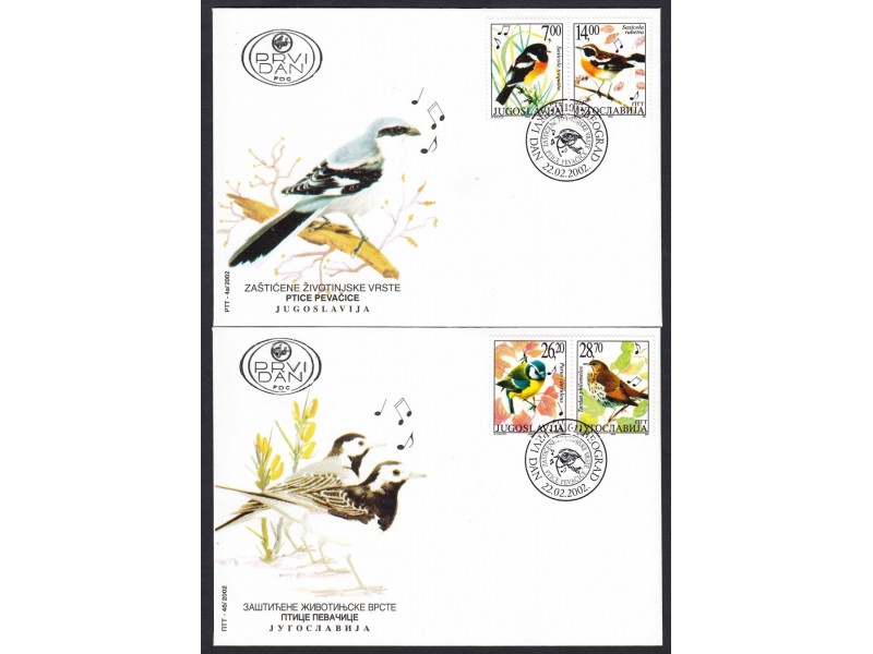 Jugoslavija 2002 Fauna Ptice serija FDC