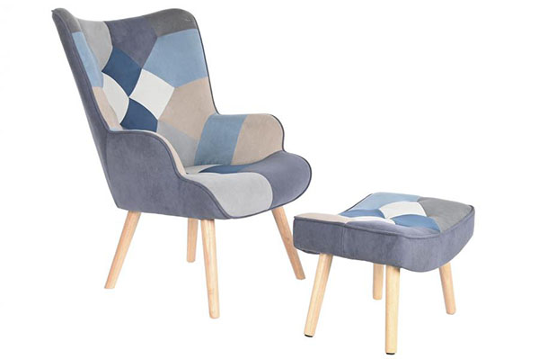 Set fotelja i stolica za noge blue / 2 70x73x100