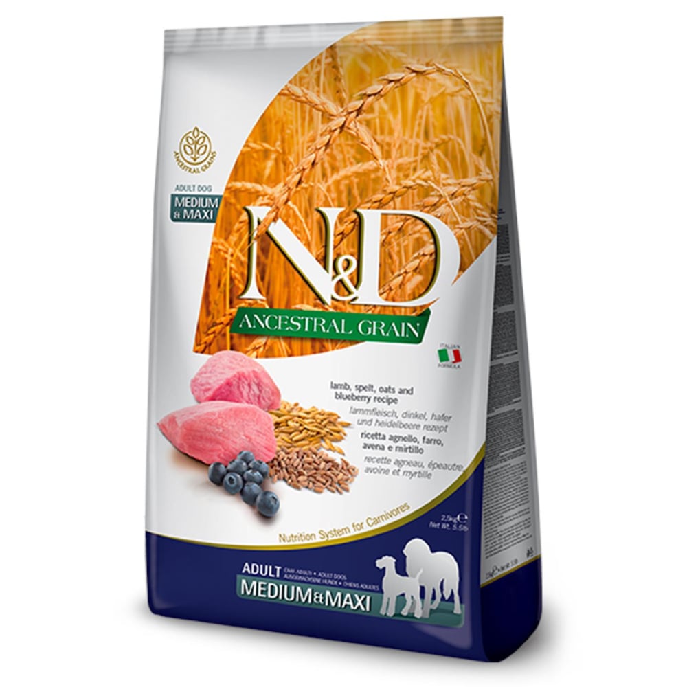 N&D ANCESTRAL GRAIN Lamb Blueberry Medium and Maxi 2.5 kg Hrana za pse