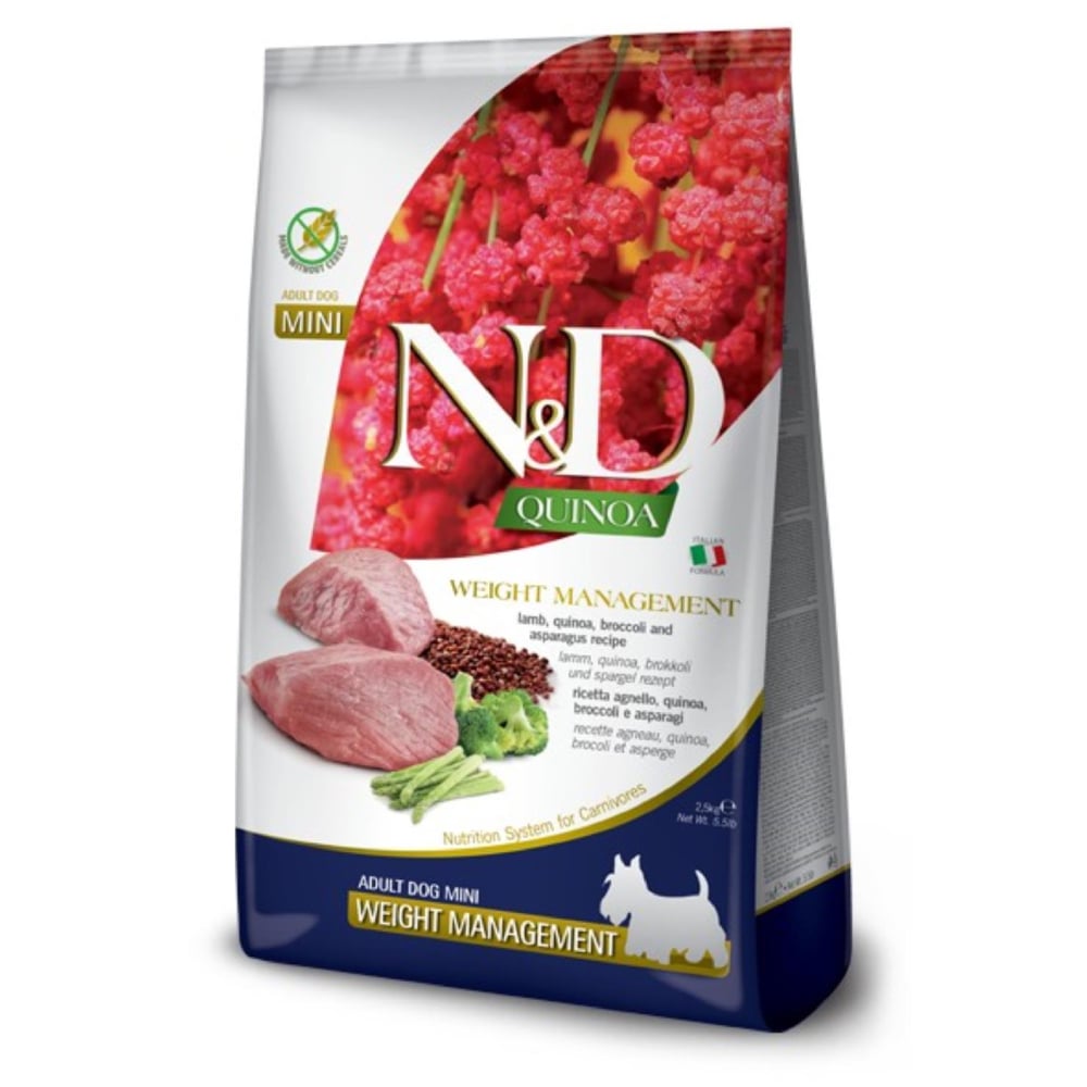 N&D QUINOA Weight Management Lamb and Asparagus Mini 2.5 kg Hrana za pse