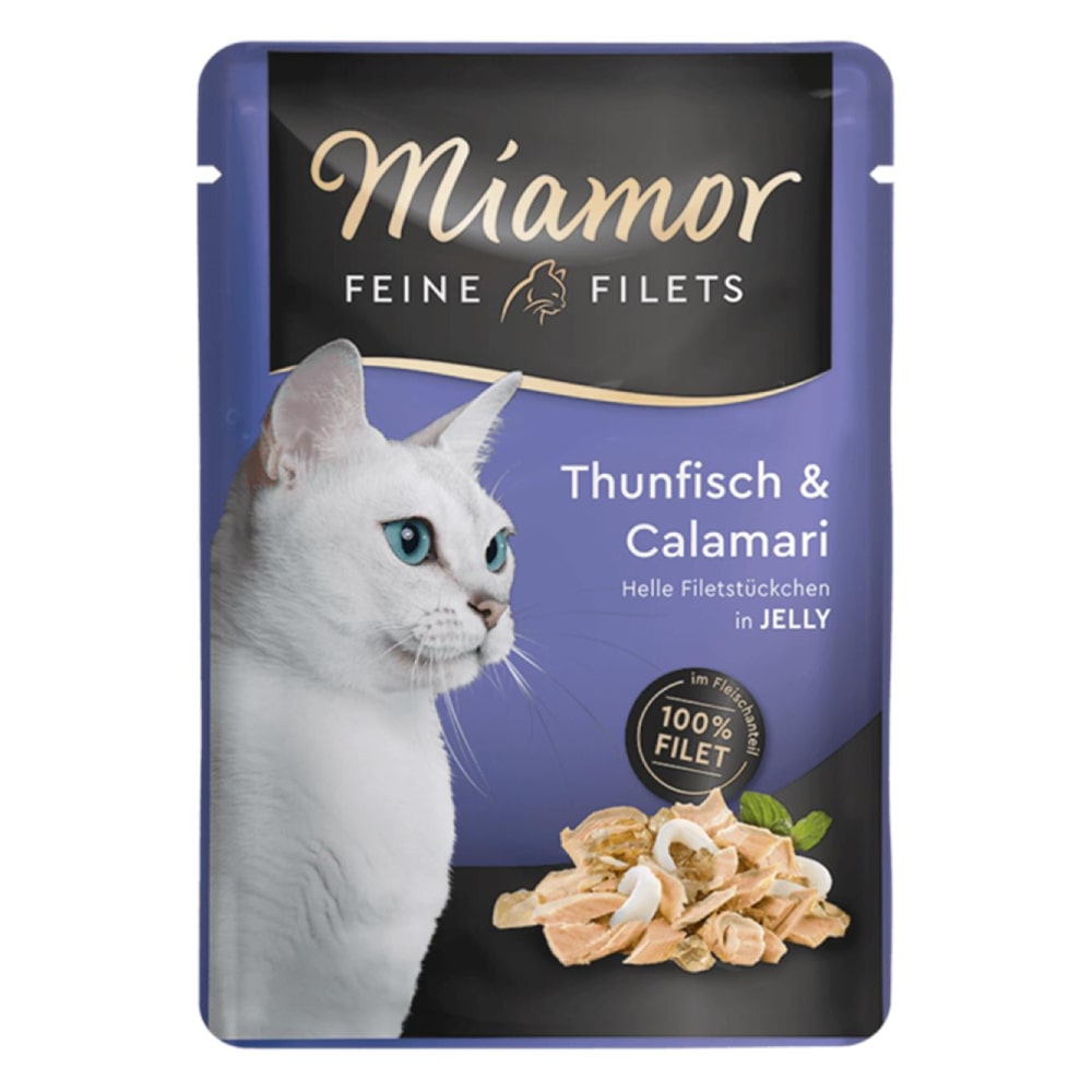 MIAMOR FI74076 Feine Filets Tuna i kalamari 100 g Fileti u želeu Vlažna hrana za mačke