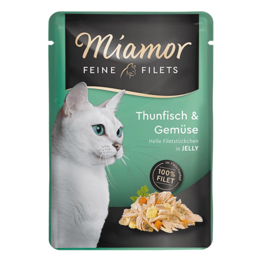 MIAMOR FI74077 Feine Filets, Tuna i povrće Fileti u želeu 100 g Vlažna hrana za mačke