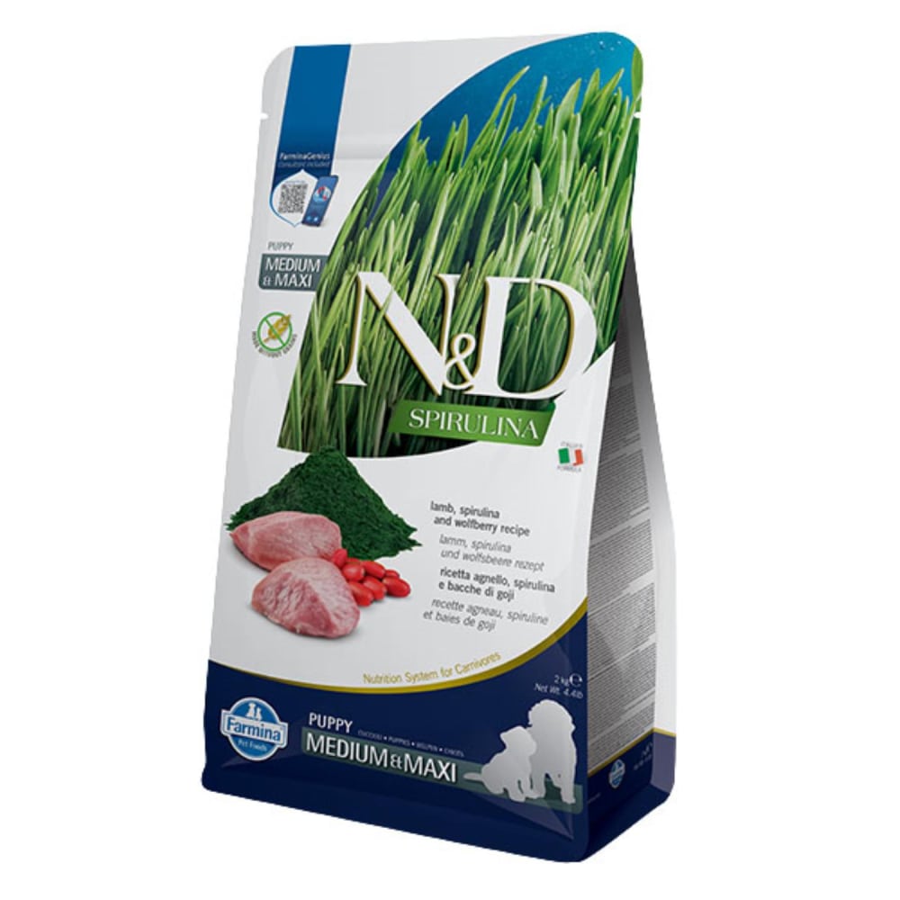 N&D SPIRULINA Lamb Puppy Medium and Maxi 7 kg Hrana za pse