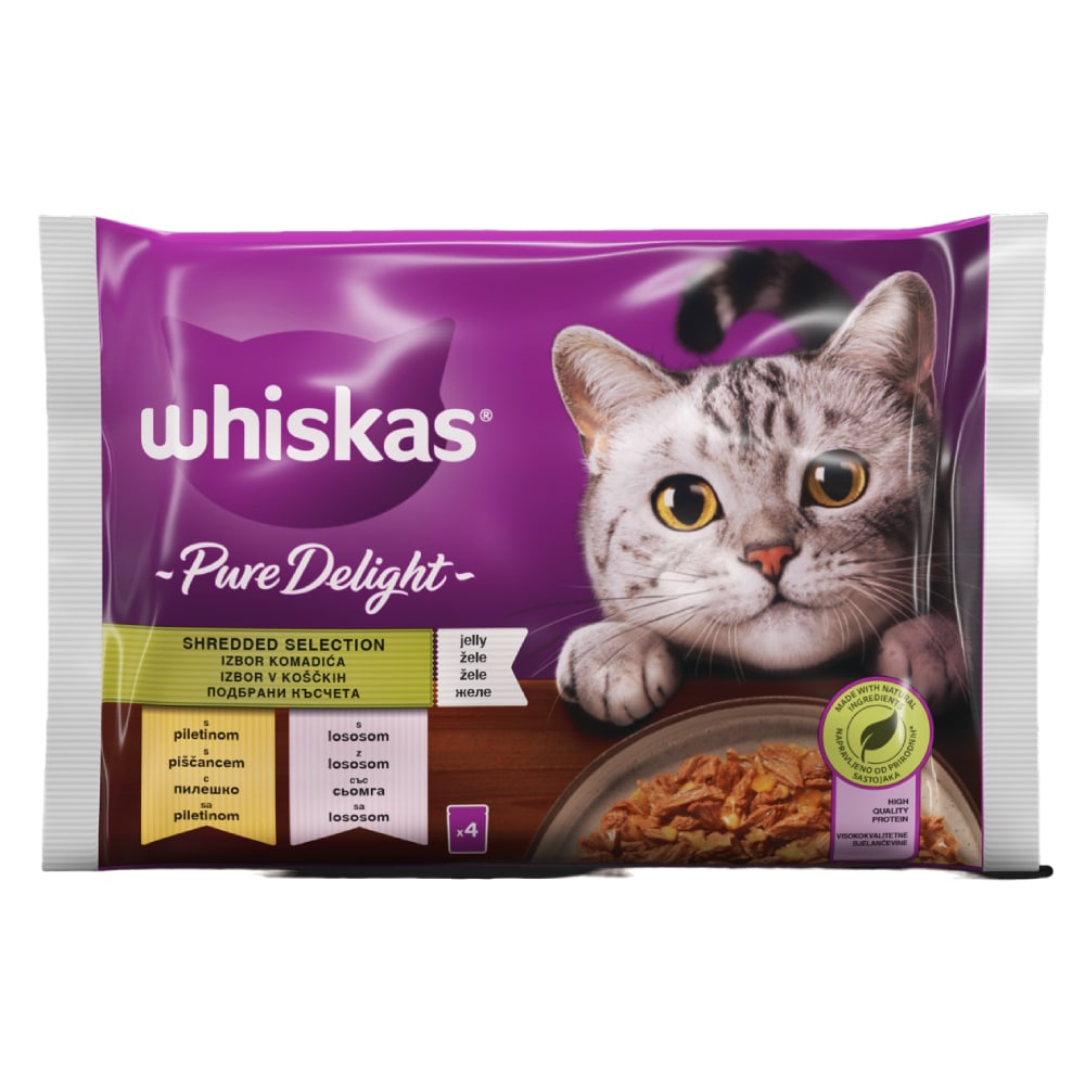 WHISKAS Pure Delight Izbor Komadića Mesa 4x85g Hrana za mačke