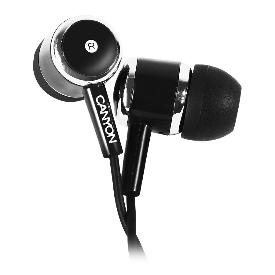 CANYON EPM- 01 Stereo earphones with microphone, Black, cable length 1.2m, 23*9*10.5mm,0.013kgID: EK000595528