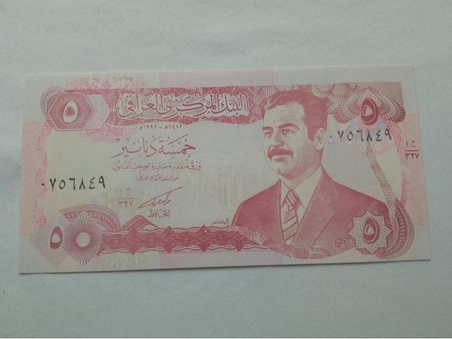 Irak 5 dinara,1992 god.UNC,Sadam Husein