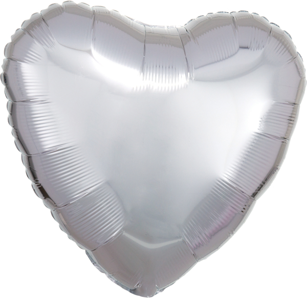 Helijumski balon 43 cm Metallic Silver Heart