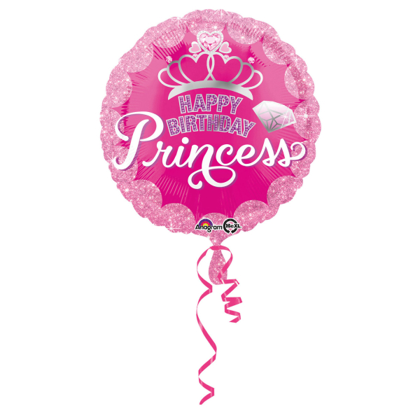 Helijumski balon 43cm Princess Crown & Gem HBD