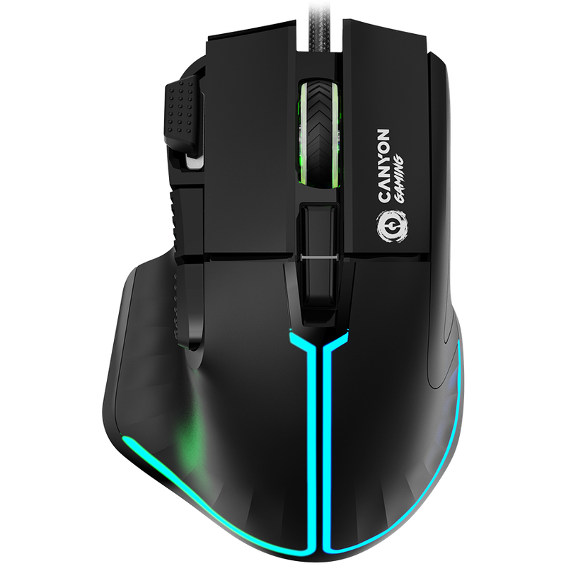 CANYON Fortnax GM-636, 9keys Gaming wired mouse,Sunplus 6662, DPI up to 20000, Huano 5million switch, RGB lighting effects, 1.65M braided cable, ABS material. size: 113*83*45mm, weight: 102g