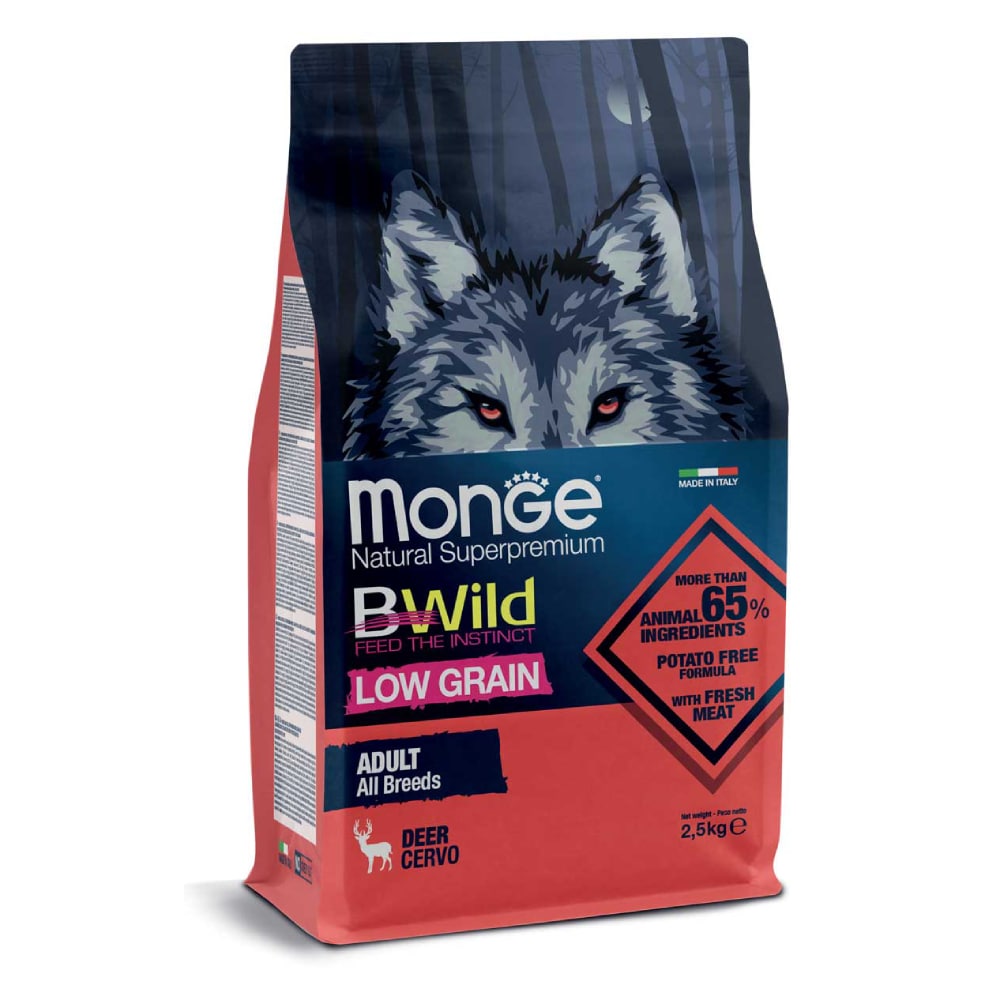 MONGE BWild Dog Adult All Low Grain Jelen 2.5 kg Suva hrana za pse