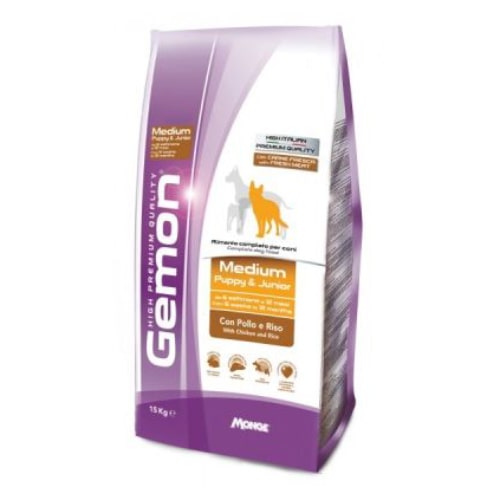 GEMON Medium Puppy & Junior Piletina i Pirinač 15kg Suva hrana za pse