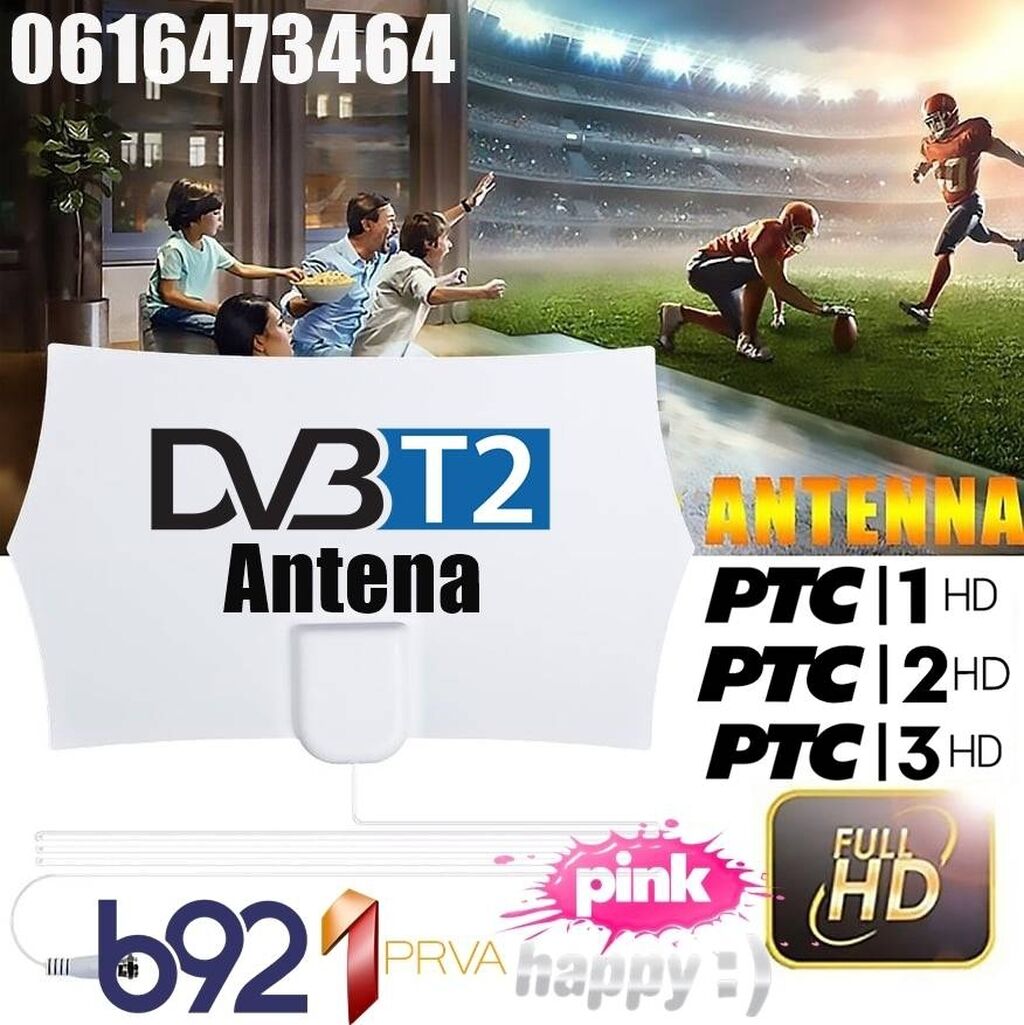 Sobna HDTV DVBT2 TV Antena - Bela Sobna Antena Digitalna HDTV Imam