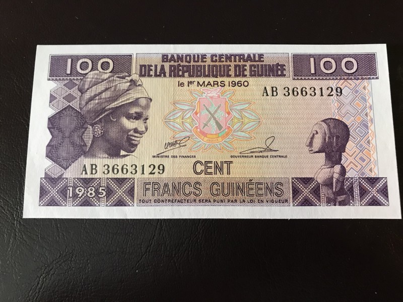 GVINEJA 100 FRANAKA.1985. UNC.