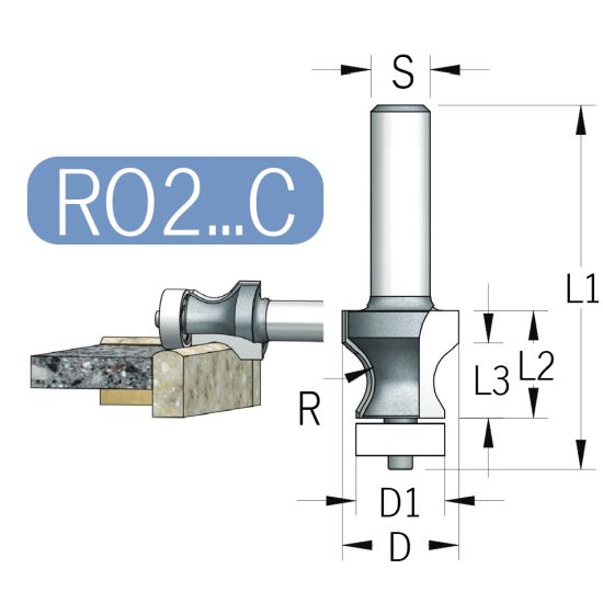 Glodalo za Corian® za kuhinjske radne ploče za No Drip lajsne bez prelivanja sa Delrin® ležajem