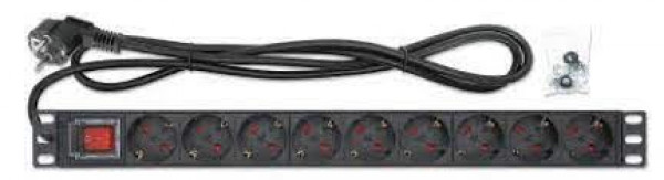 Intellinet PDU letva 19'' 1U Rackmount 9-Output, 2m, Black