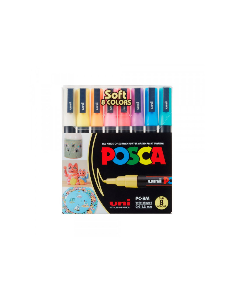 Marker Uni SET PC-3M POSCA /0 9-1,3mm 8 KOM PASTELNE BOJE