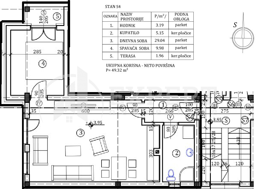 Jednosoban stan, 49.32 m2, Palilula, Durmitorska ID: p-08958