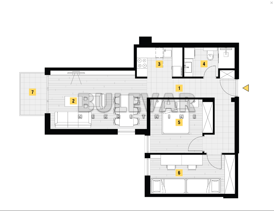 Dvosoban stan, 59.58 m2, Centar, Dragana Simića ID: p-010970