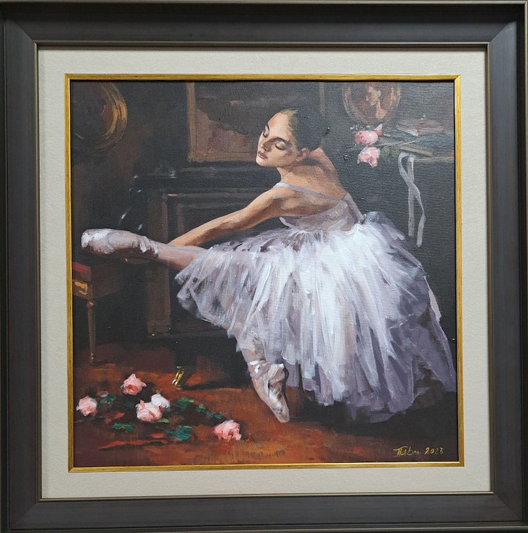 Balerina, Dragan Petrović Pavle, ulje na platnu, sa 75×75 cm, bez 55×55 cm, sertifikat, 290 eura