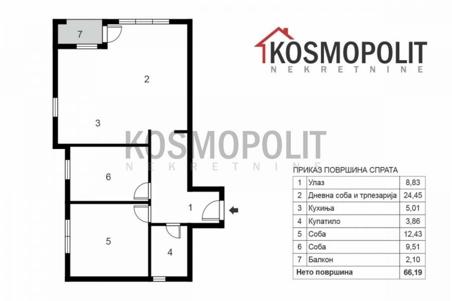 Zvezdara, Mirijevo, Kapetana Miloša Žunjića, 3.0, 66m2, 137940 EUR