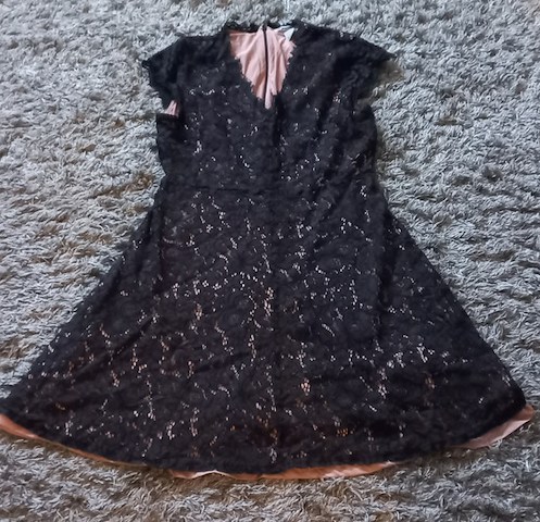 Crna H&M čipkana rastegljiva haljina, L, NOVO
