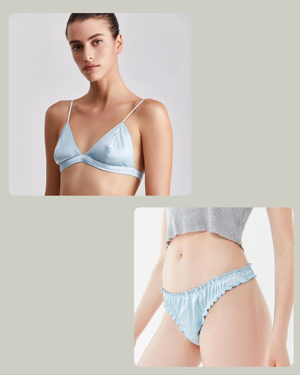 Svilene Bralette i Brazil gaćice Baby Blue