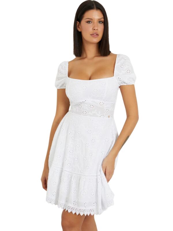 Guess - Pamučna bela haljina