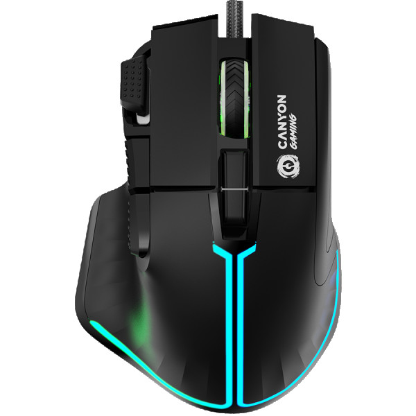 CANYON Fortnax GM-636, 9keys Gaming wired mouse,Sunplus 6662, DPI up to 20000, Huano 5million switch, RGB lighting effects, 1.65M braided c