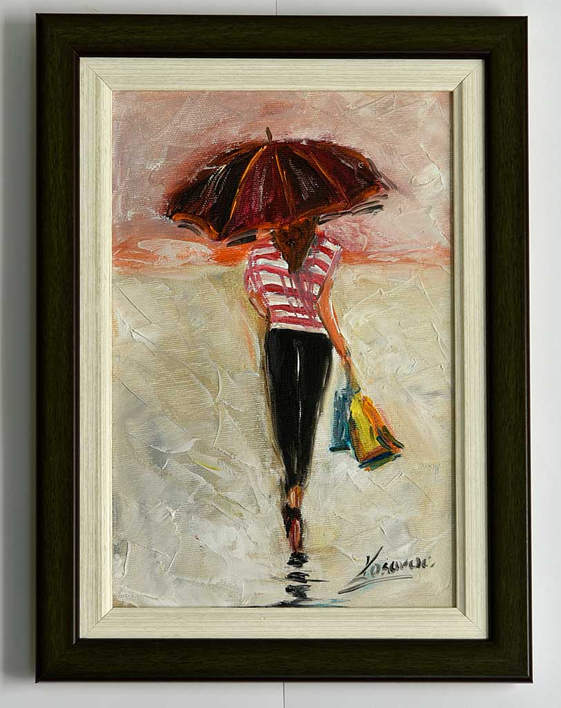 Umetnička slika - Devojka sa kišobranom