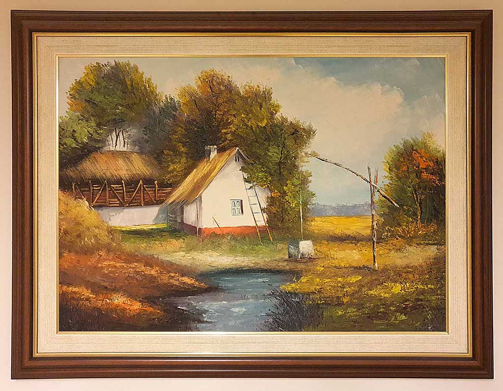 Umetnička slika - Kuća sa đermom pored potoka