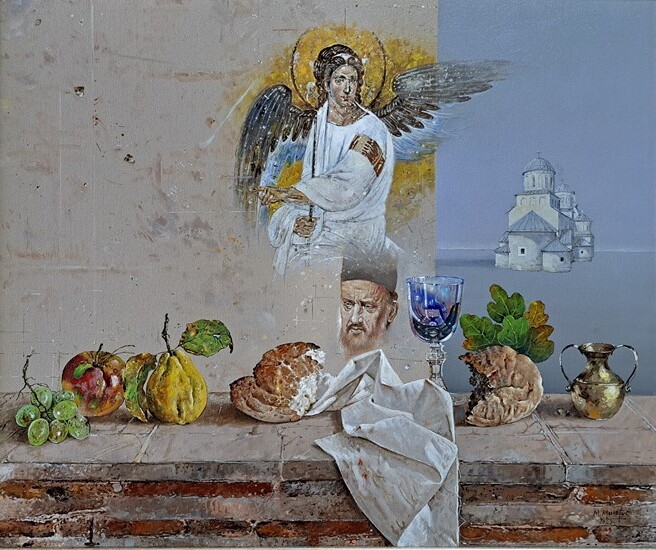 Umetnička slika Beli anđeo slikar Milan Miletić