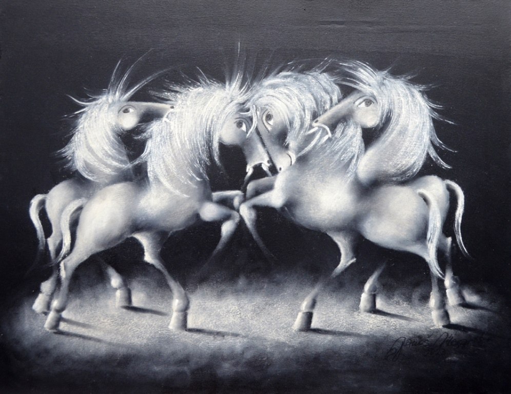 Umetnička slika Crno bela ljubav II slikar Janoš Mesaroš