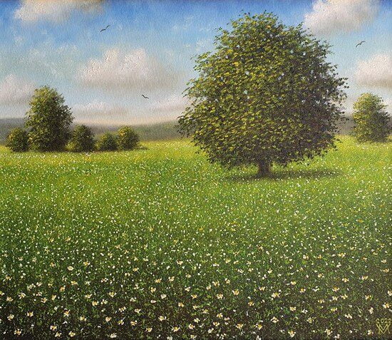 Umetnička slika Cvetno polje slikar Miljan Vasiljević