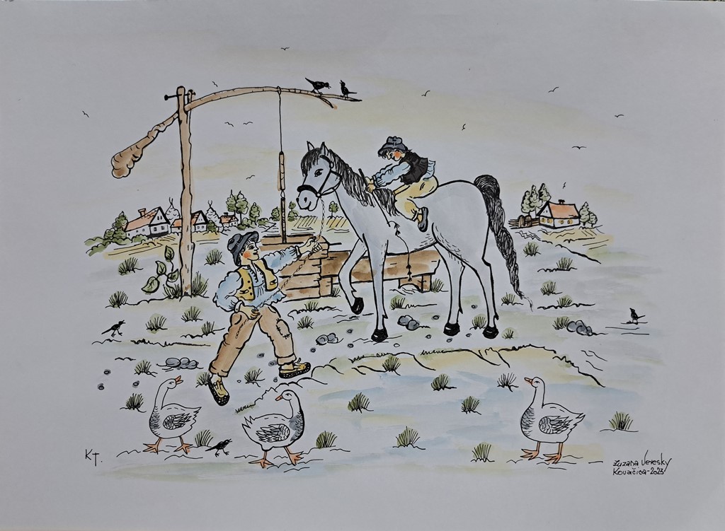 Umetnička slika Dečija radost jahanje konjića slikarka Zuzana Vereski