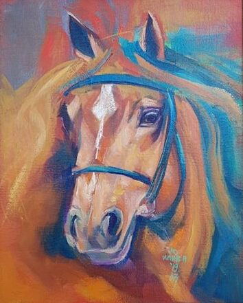 Umetnička slika Glava konja 2 slikarka Ljiljana Ilić Petrović AZ
