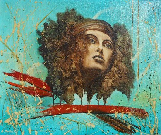 Umetnička slika Glava u plavom slikar Dejan Deki Milivojevic