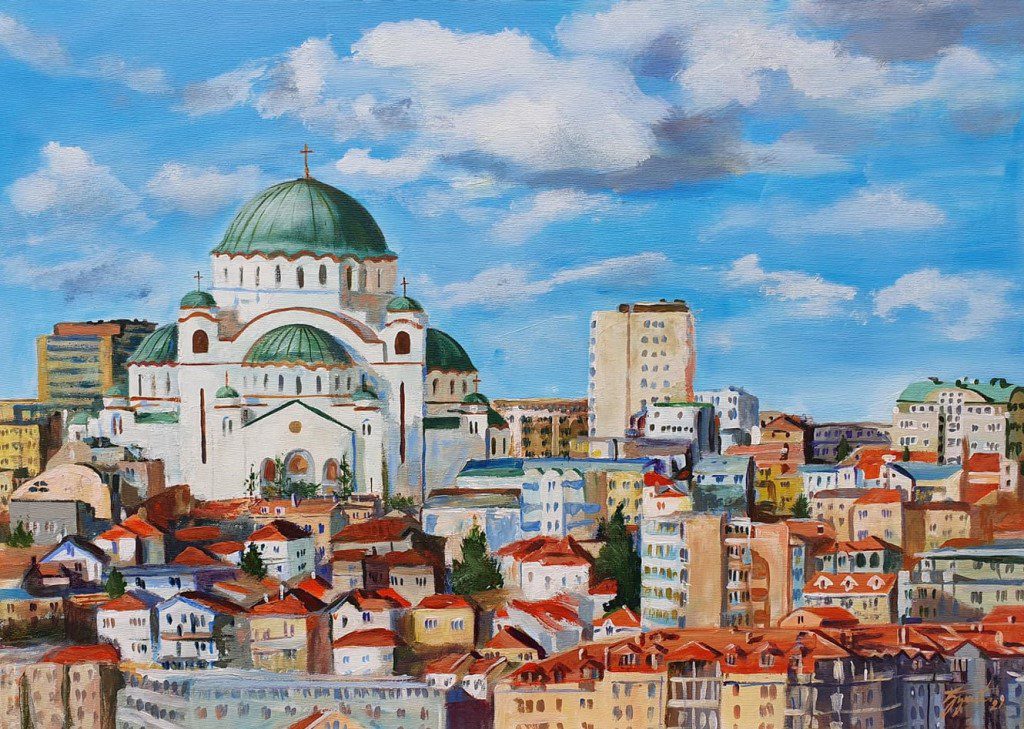 Umetnička slika Hram Svetog Save 3 slikarka Marija Đukić