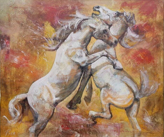 Umetnička slika Konji slikar Nebojša Petrović Petra