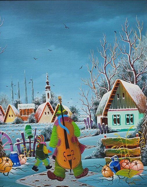 Umetnička slika Muzičar slikar Pavel Cicka