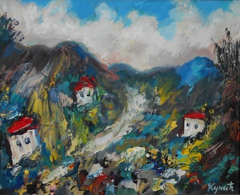 Umetnička slika Plavo Selo slikar Dragan Kunić