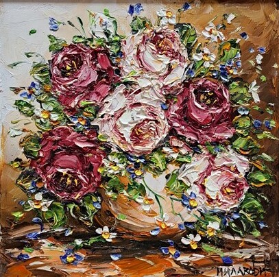 Umetnička slika Ruže 3 slikarka Bosa Milaković
