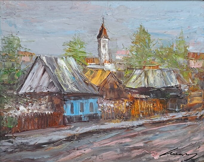 Umetnička slika Selo III slikar Ivan Vanja Milanović
