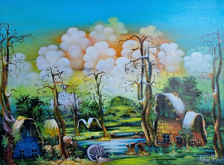Umetnička slika Selo Uzdin slikar Adam Mezin