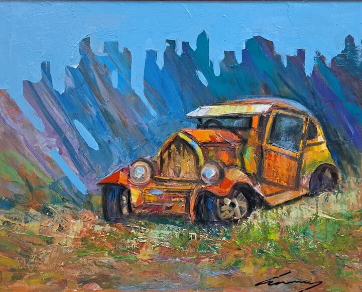 Umetnička slika Stari auto III slikar Ivan Vanja Milanović
