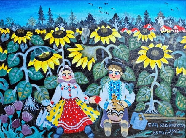 Umetnička slika Suncokreti slikarka Eva Husarikova