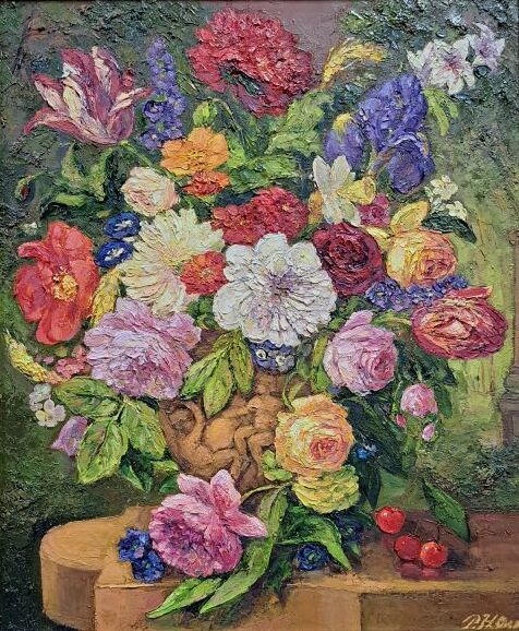 Umetnička slika Vaza sa cvećem 2 slikarka Olja Nikonova